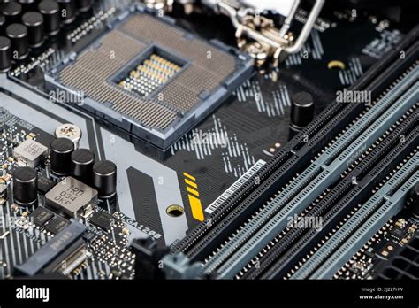 Modern Cpu Socket On A Motherboard Close Up Stock Photo Alamy