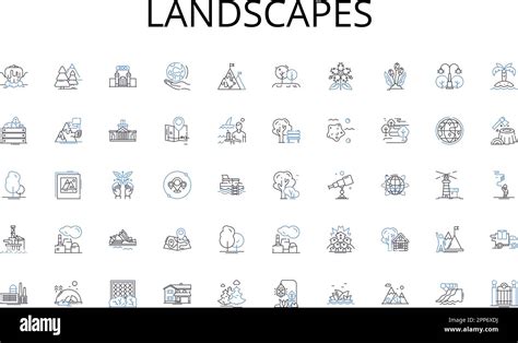 Landscapes Line Icons Collection Efficiency Focus Time Management Prioritization