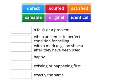Return Policy Vocabulary Match Up