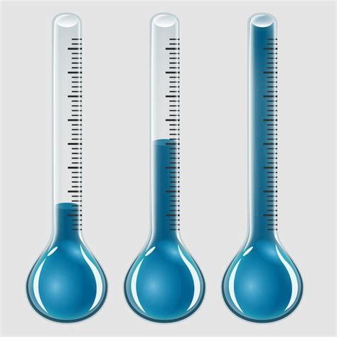 Premium Vector Set Of Glass Thermometers Glassware Temperature
