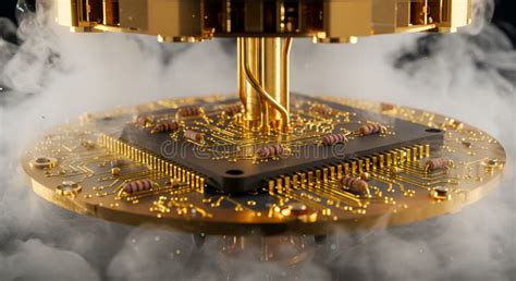 Ultra Hd Macro Shot Of A Quantum Computer S Superconducting Processor Ai Stock Illustration