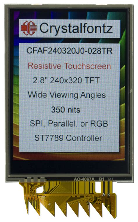 Resistive Touchscreen X IPS TFT Display From Crystalfontz