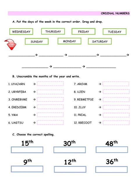Ordinal Numbers Worksheets Free Image And Pdf Printables