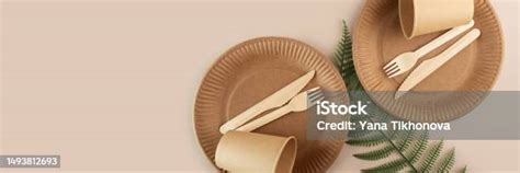 폐기물 제로 모임 환경 보호 에코 유기농 판지 접시 배너를 위한 생분해성 대나무 요리 접시에 대한 스톡 사진 및 기타 이미지 접시 카드보드 개체 그룹 Istock