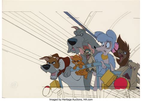 Oliver And Company Production Cel Setup Walt Disney 1988 Lot