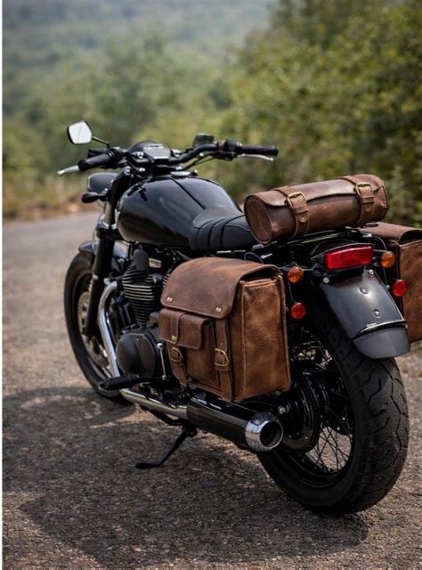Handmade Brown Leather Motorcycle Saddlebags Retro Bike Side Bag Set