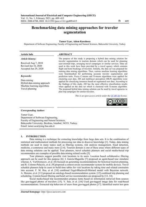 benchmarking data mining approaches for traveler segmentation pdf