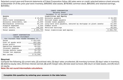 Solved Compute The Profit Margin Ratiocompute The Inventory