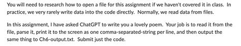 Solved You Will Need To Research How To Open A File For This Chegg