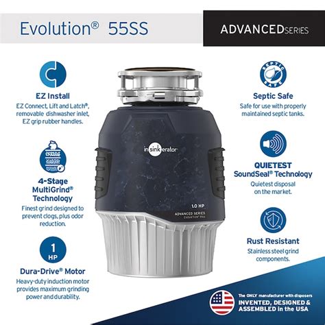 Insinkerator Evolution 55ss Advanced Series Continuous Feed 1 Hp Septic Safe Non Corded Garbage