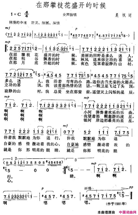 在那攀枝花盛开的时候简谱 吉他弹唱
