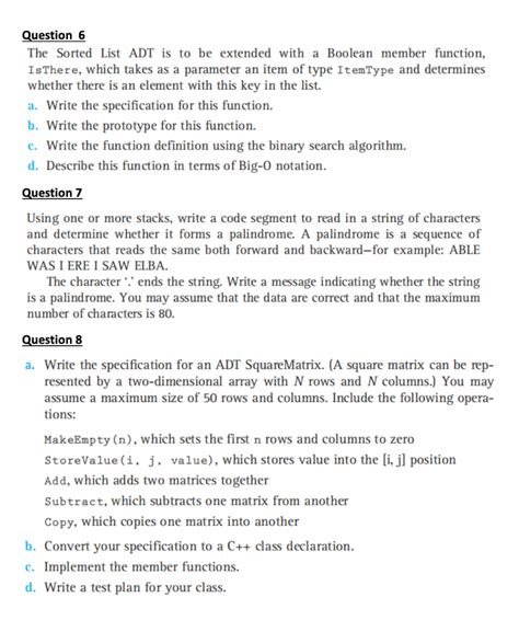 Solved Question 6 The Sorted List Adt Is To Be Extended With