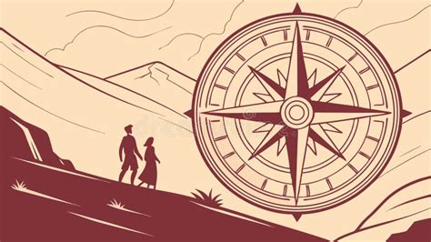 Compass On Rocky Plateau Rugged Adventure Vector Art Vector Design