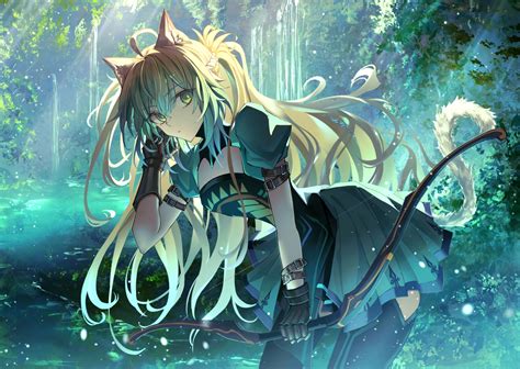 Animal Ears Armor Atalanta Fate Bow Weapon Braids Catgirl Dress