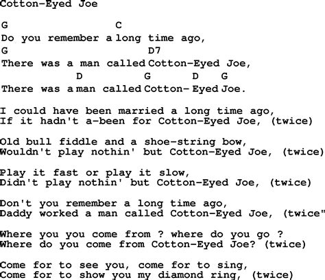 Top 1000 Folk And Old Time Songs Collection Cotton Eyed Joe Lyrics