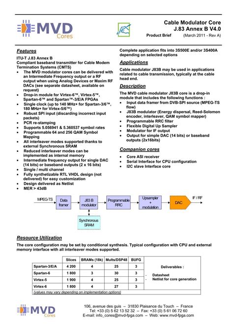 Qam Modulator Core J83 Annex B For Fpga Multi Video Designs