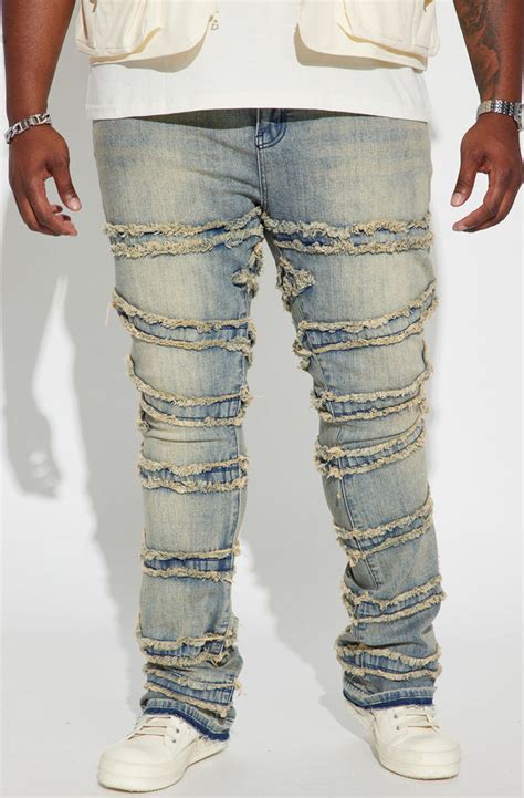 About Fray Stacked Skinny Flare Jeans Vintage Blue Wash Fashion Nova