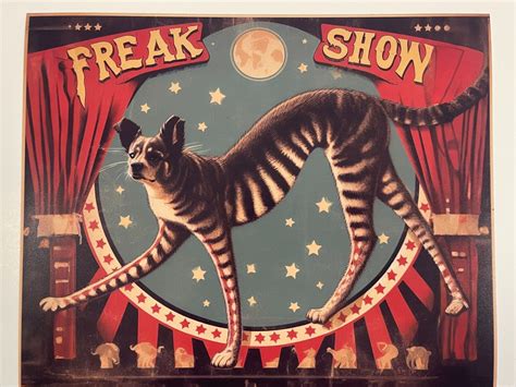 Live Freaks Poster Circus Freak Show Art Retro Print Freakshow Half Cat