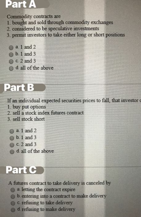Solved Part A Commodity Contracts Are 1 Bought And Sold