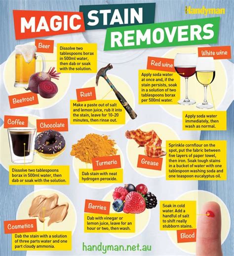 How To Remove Common Stains Australian Handyman Magazine Handyman Magazine Stains Stain