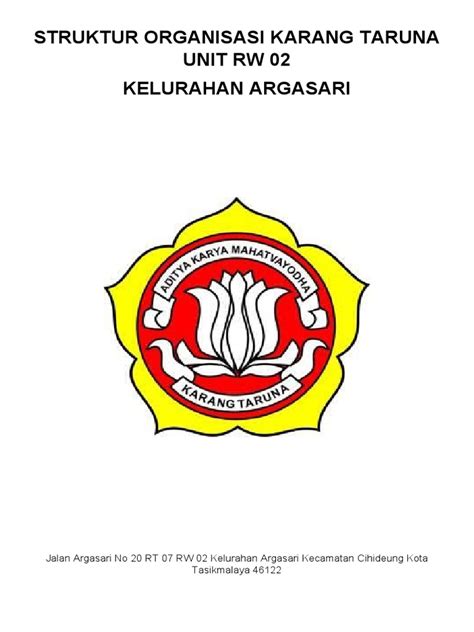 Struktur Organisasi Karang Taruna Unit Rw 02 Kelurahan Pdf