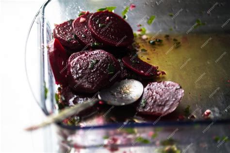 Premium Photo Close Up Of Cooked Beet Slices In Glass Casserole