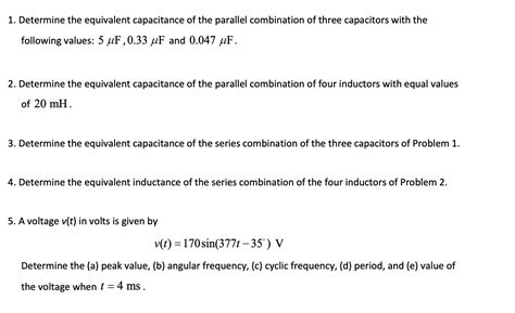 Solved 1 Determine The Equivalent Capacitance Of The Chegg Com