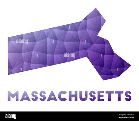 Map Of Massachusetts Low Poly Illustration Of The Us State Purple