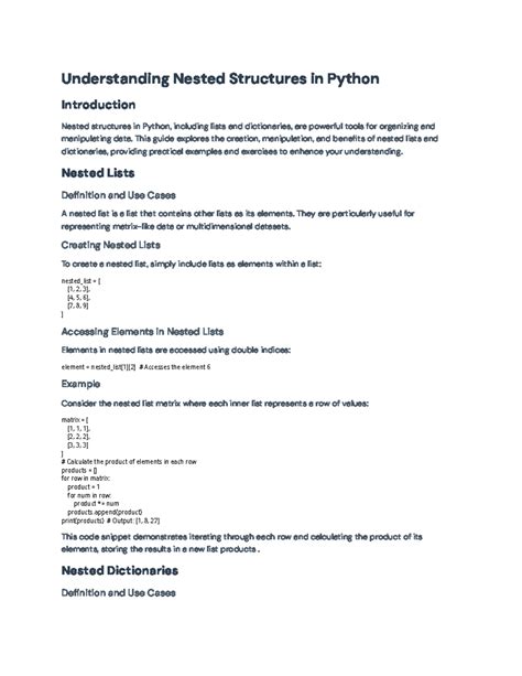 Understanding Nested Structures In Python Lists And Dictionaries Guide