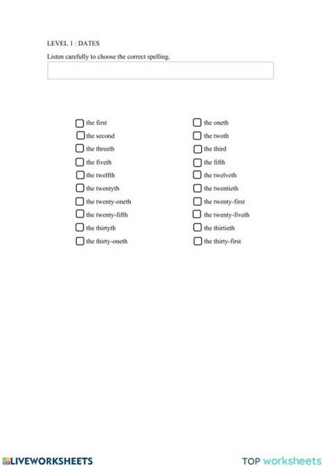 Dates 1 Interactive Worksheet Topworksheets