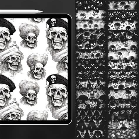 Artstation 140 Procreate Skull Patterns Gothic Skull Procreate Seamless Texture Brushes