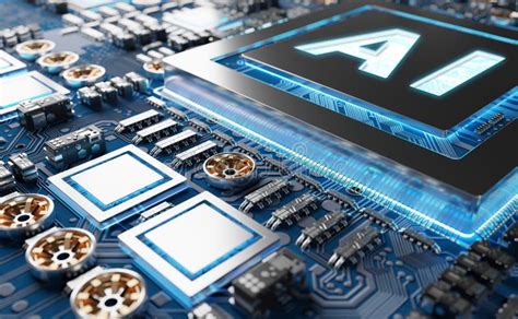 Artificial Intelligence In A Modern Gpu Card 3d Rendering Stock