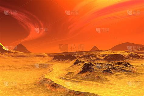 3D渲染幻想外星球岩石和天空素材 花瓣网