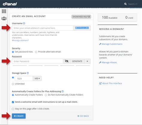 MHost How To Create Mail Box