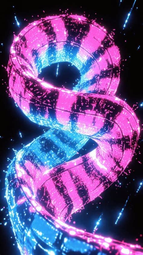 A Vibrant Glowing Spiral Design In Pink And Blue Creating A Dynamic Visual Effect Stock