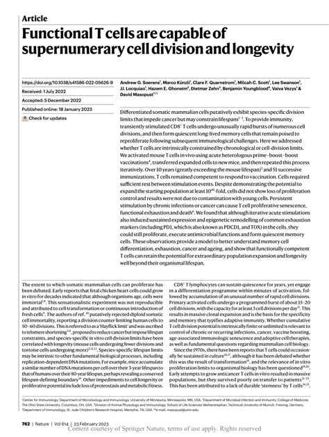 Functional T Cells Are Capable Of Supernumerary Cell Division And Longevity Request Pdf