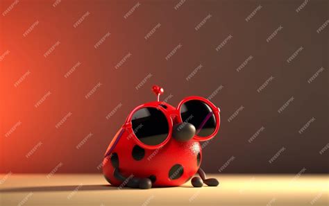 Premium Ai Image A Ladybug With Red Glasses On