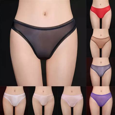 Women Sheer Shiny See Through Knickers Briefs Underwear Panties Elastic