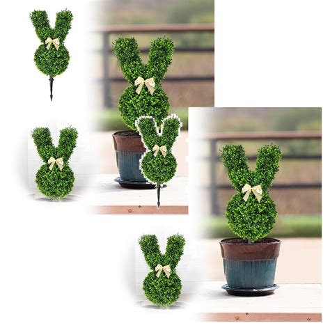 2pc Artificial Bunny Topiary Outdoor Easter Bunny Topiaries Rabbit