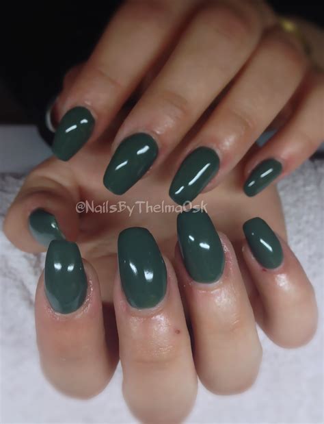 Deep Army Green Gel Nails Gel Nails Nails Nail Art