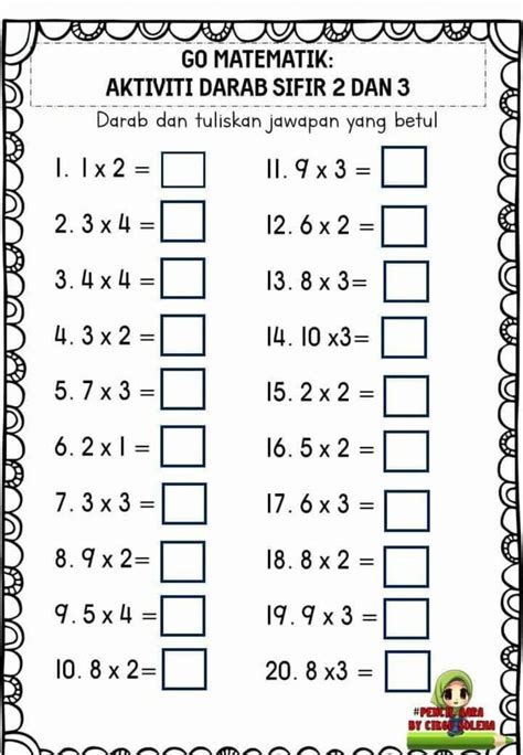 Bijak Sifir Sifr 23 Worksheet