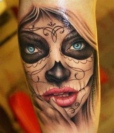 Tatouage tête de mort mexicaine qui vivra calavera Skull girl