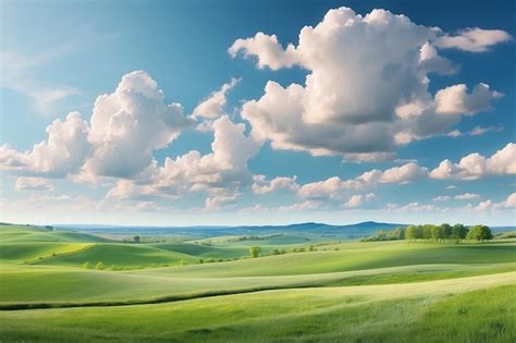 Sky And Grassland Landscape Premium Ai Generated Psd