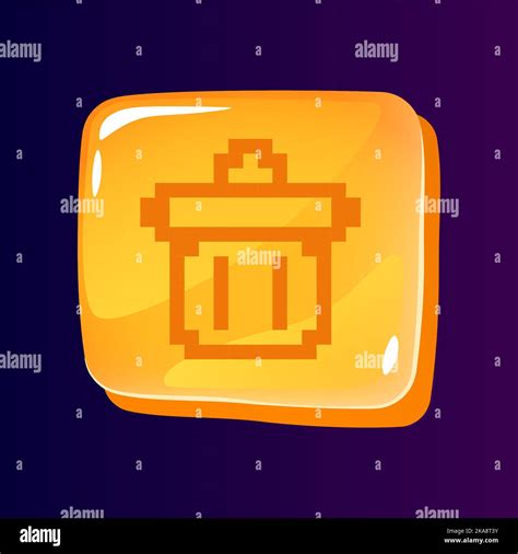 trash can glossy ui button with pixelated icon stock vector image and art