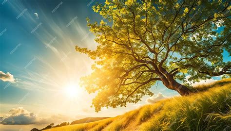 Sunny Sky Landscape A Picturesque Backdrop For Summer Day Bliss