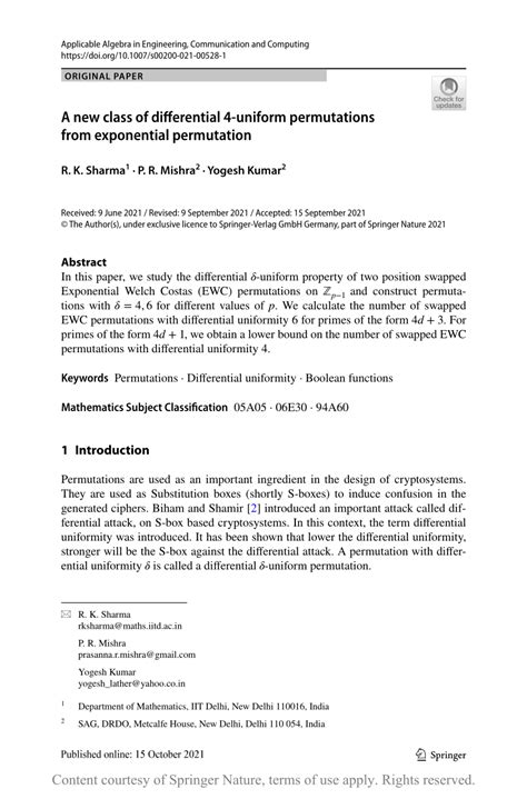 a new class of differential 4 uniform permutations from exponential