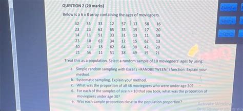 solved below is a 6×8 array containing the ages of