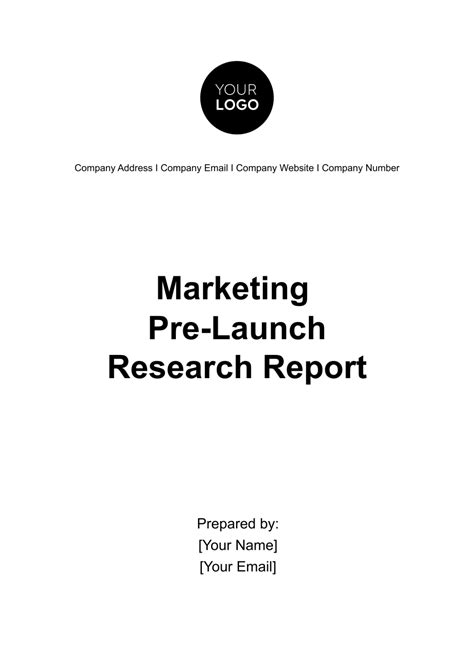 Free Marketing Pre Launch Research Report Template To Edit Online