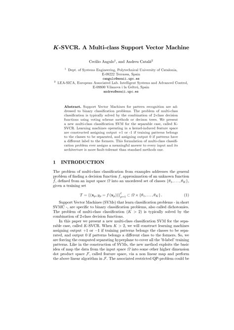 Pdf K Svcr A Multi Class Support Vector Machine