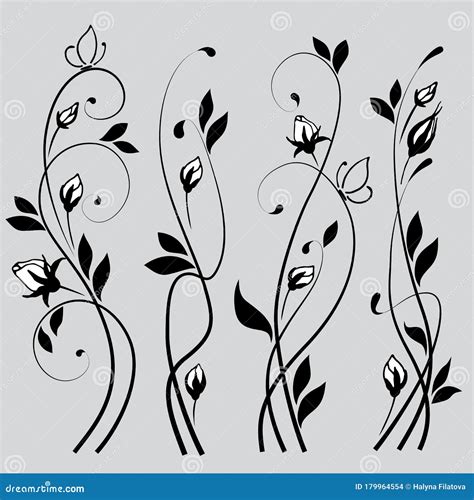 376 Curls Vector Illustration Isolate On Gray Background Stock Vector